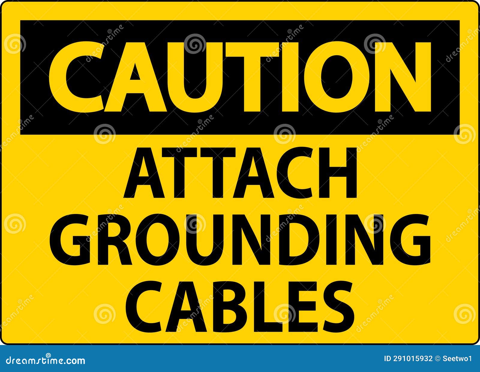 Caution Sign Attach Grounding Cables Stock Vector - Illustration of ...
