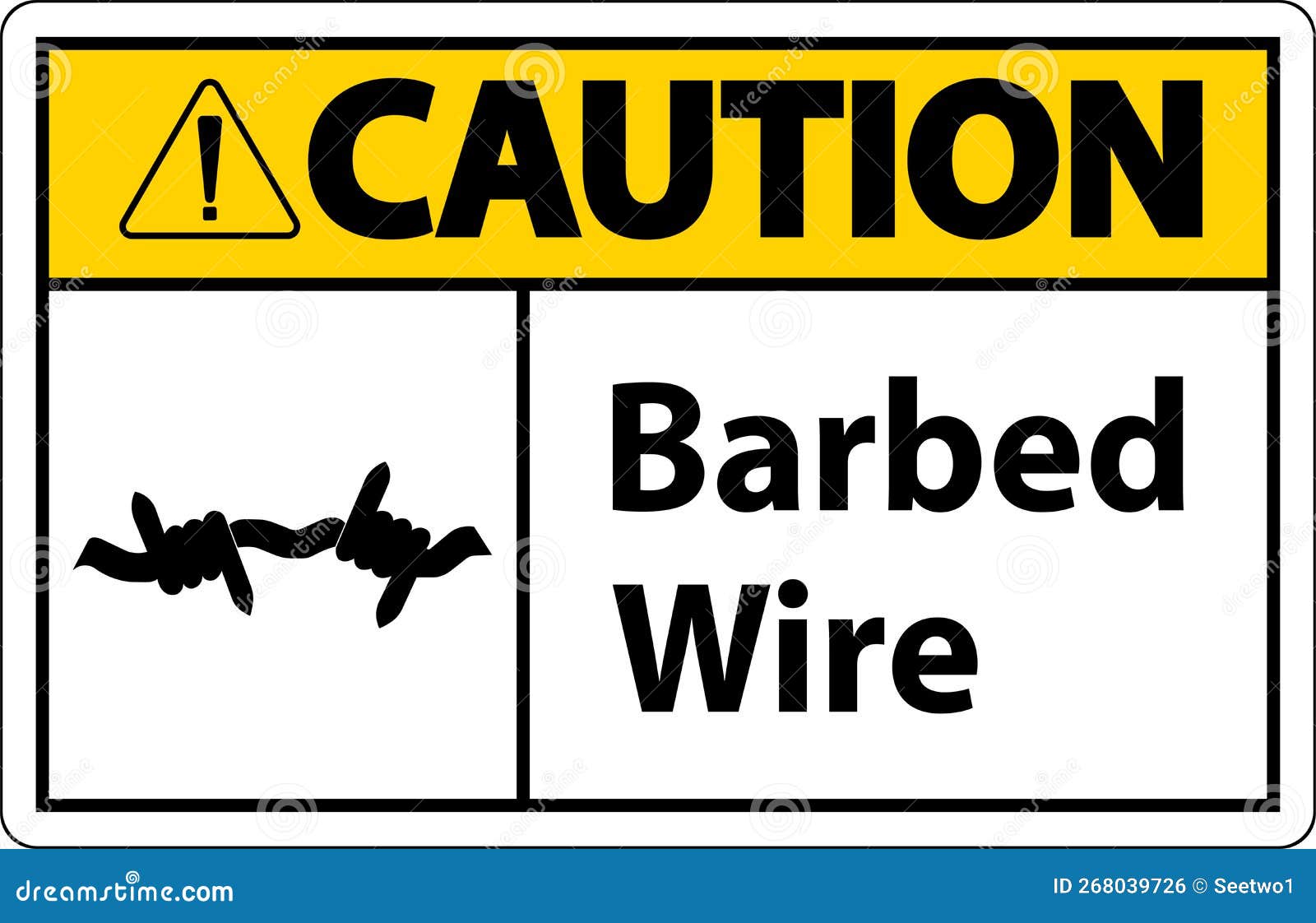 Caution Sign Barbed Wire on White Background Stock Vector ...