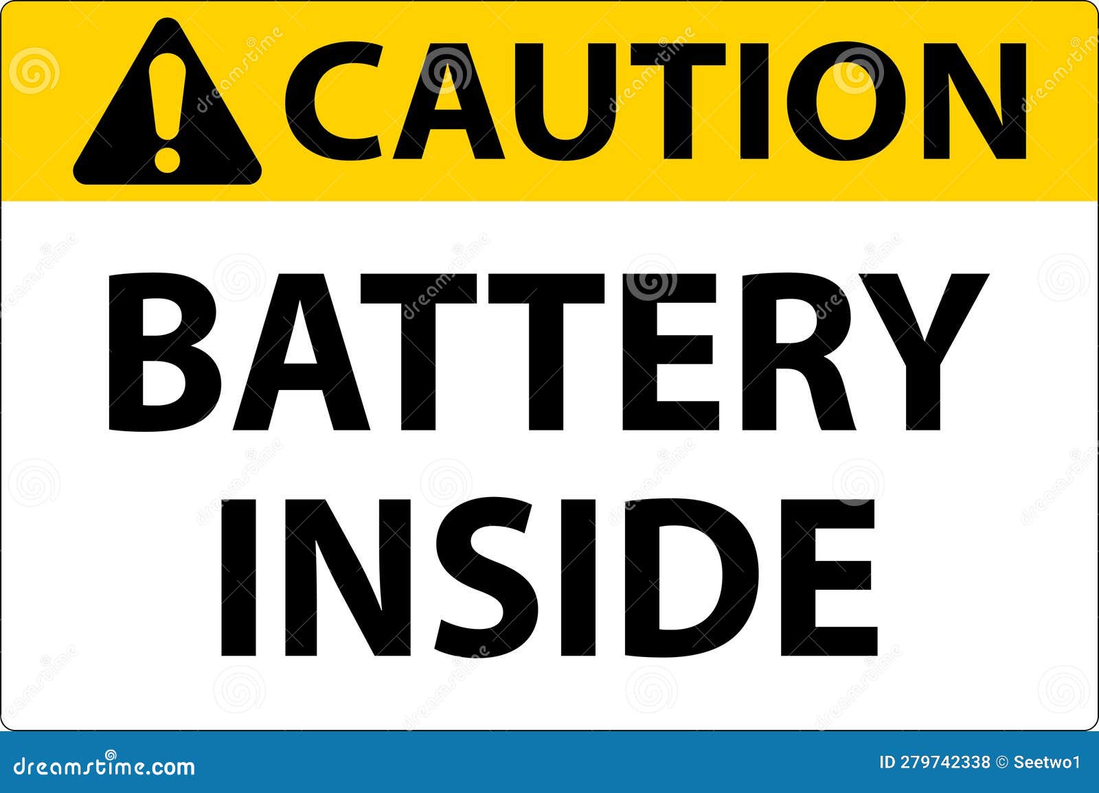 Caution Sign Battery Inside on White Background Stock Vector ...