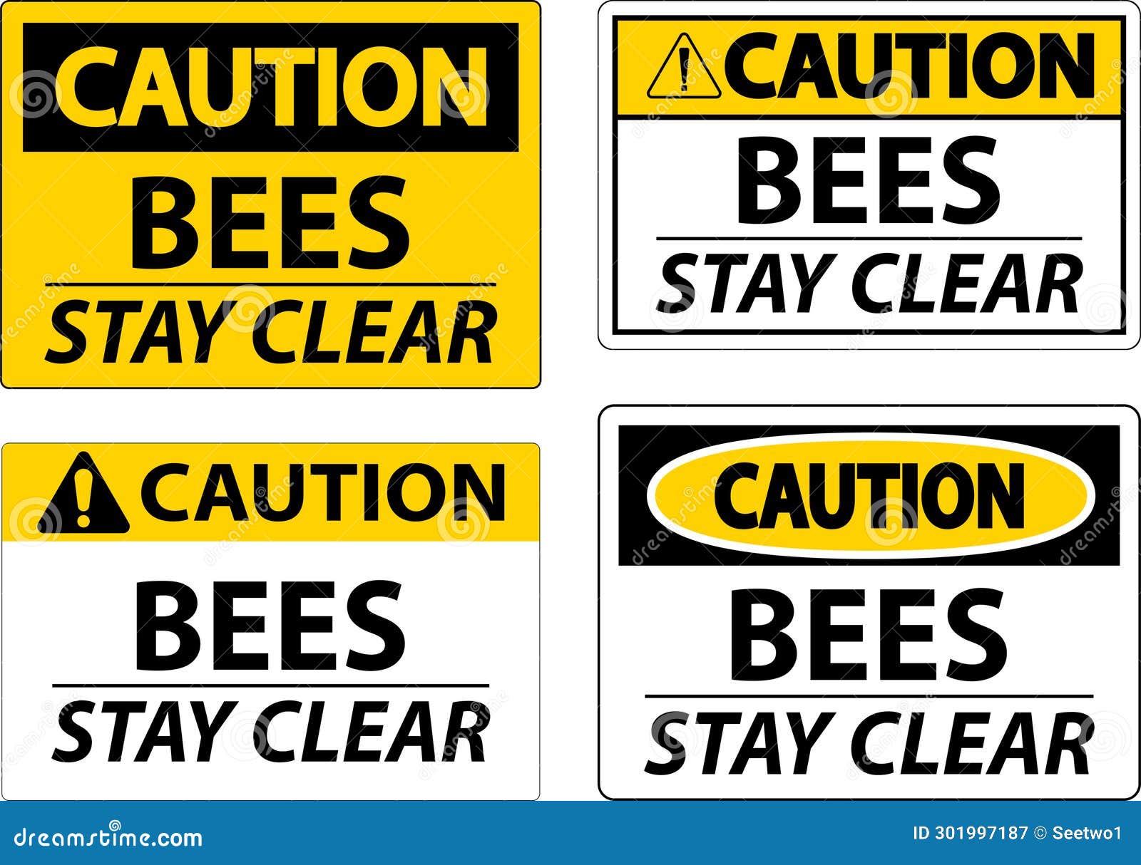 Caution Sign Bees - Stay Clear Stock Vector - Illustration of attention ...