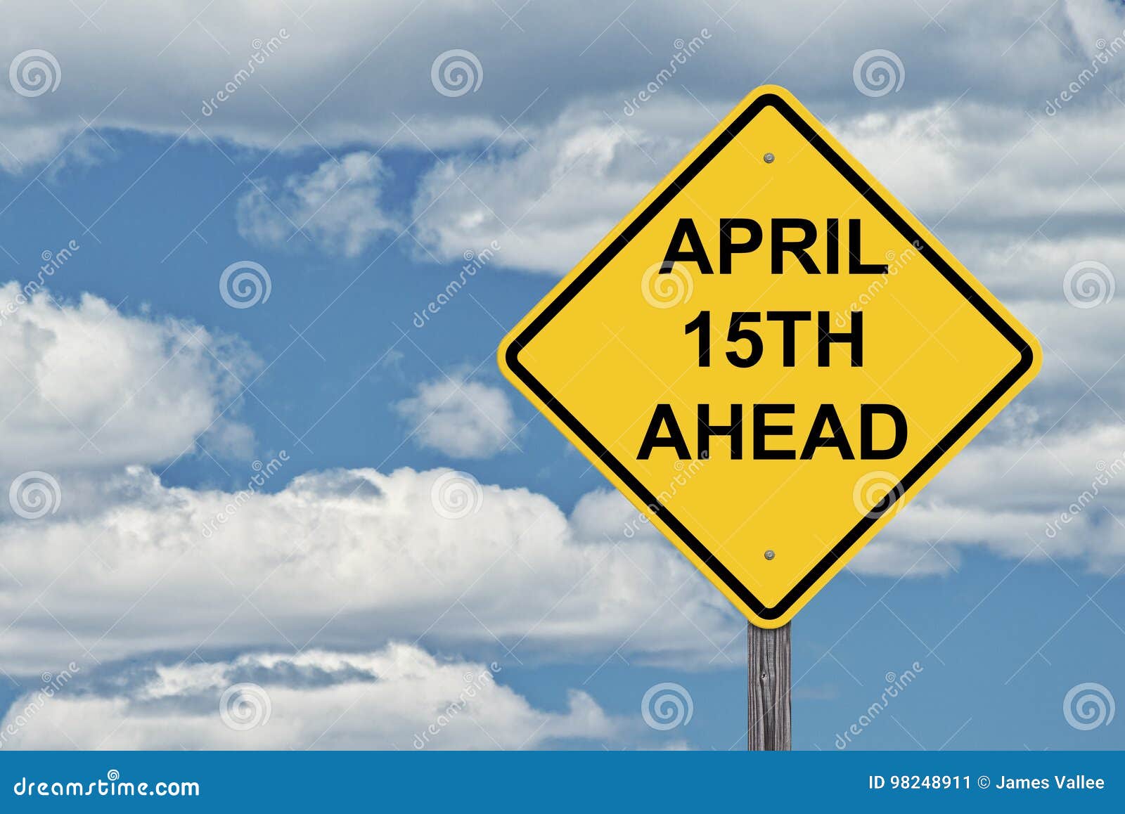 Caution Sign Blue Sky - April 15th Ahead Stock Image - Image of caution ...