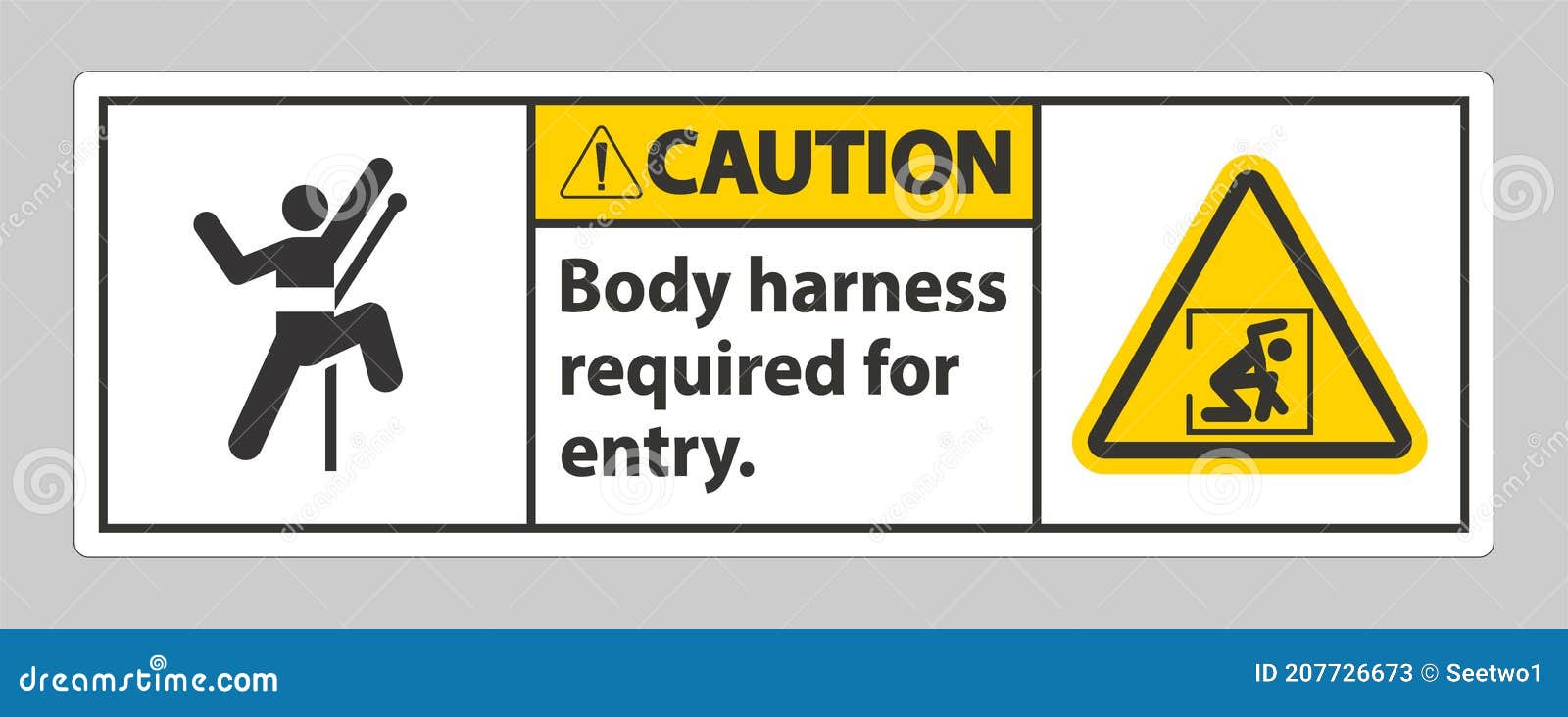 Caution Sign Body Harness Required for Entry Stock Vector ...