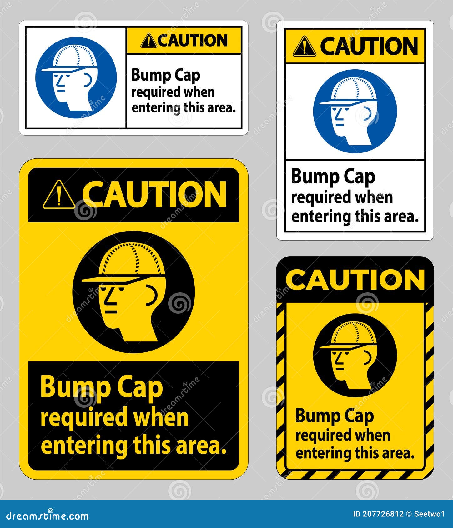 Caution Sign Bump Cap Required when Entering this Area Stock Vector ...