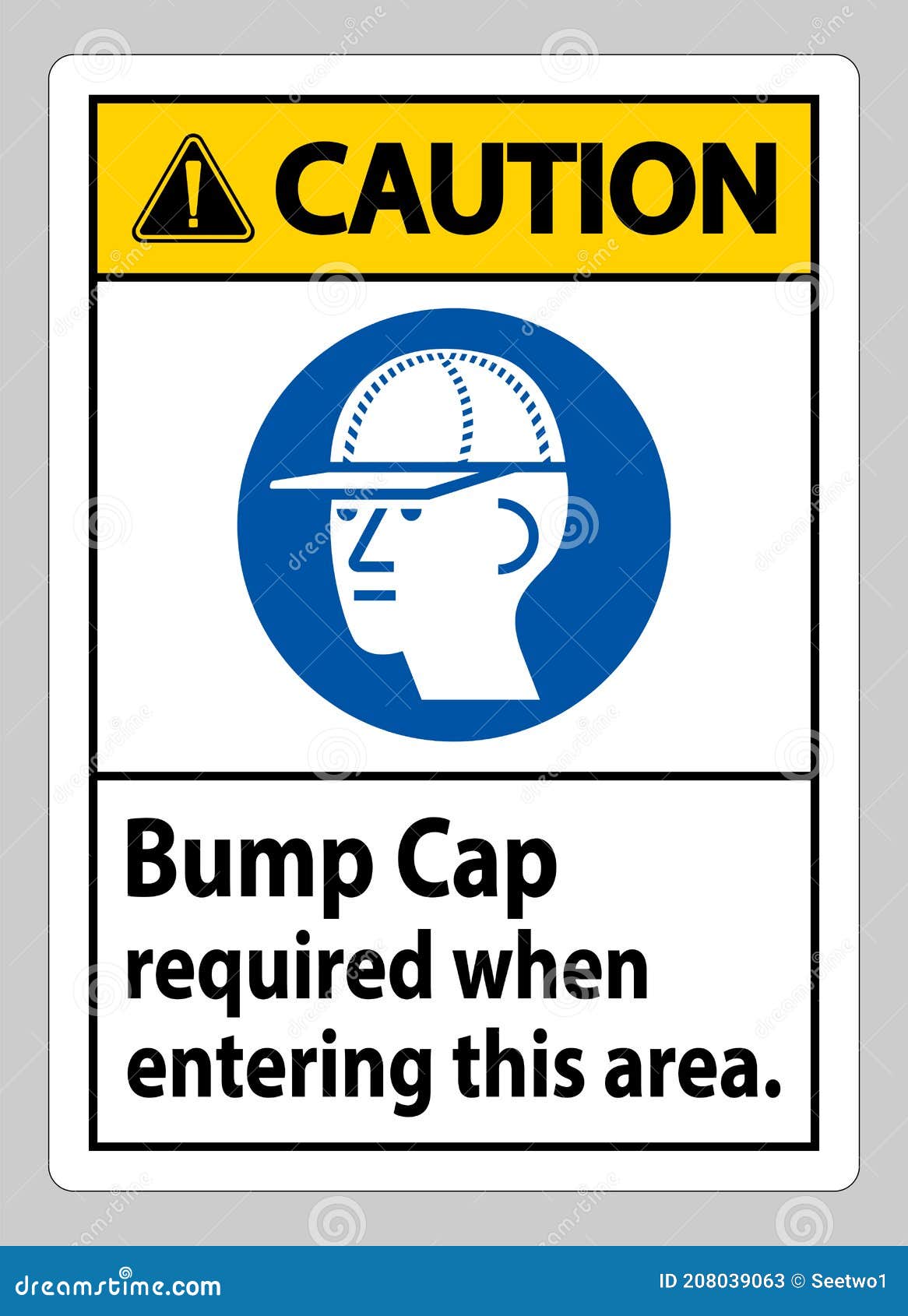 Caution Sign Bump Cap Required when Entering this Area Stock Vector ...