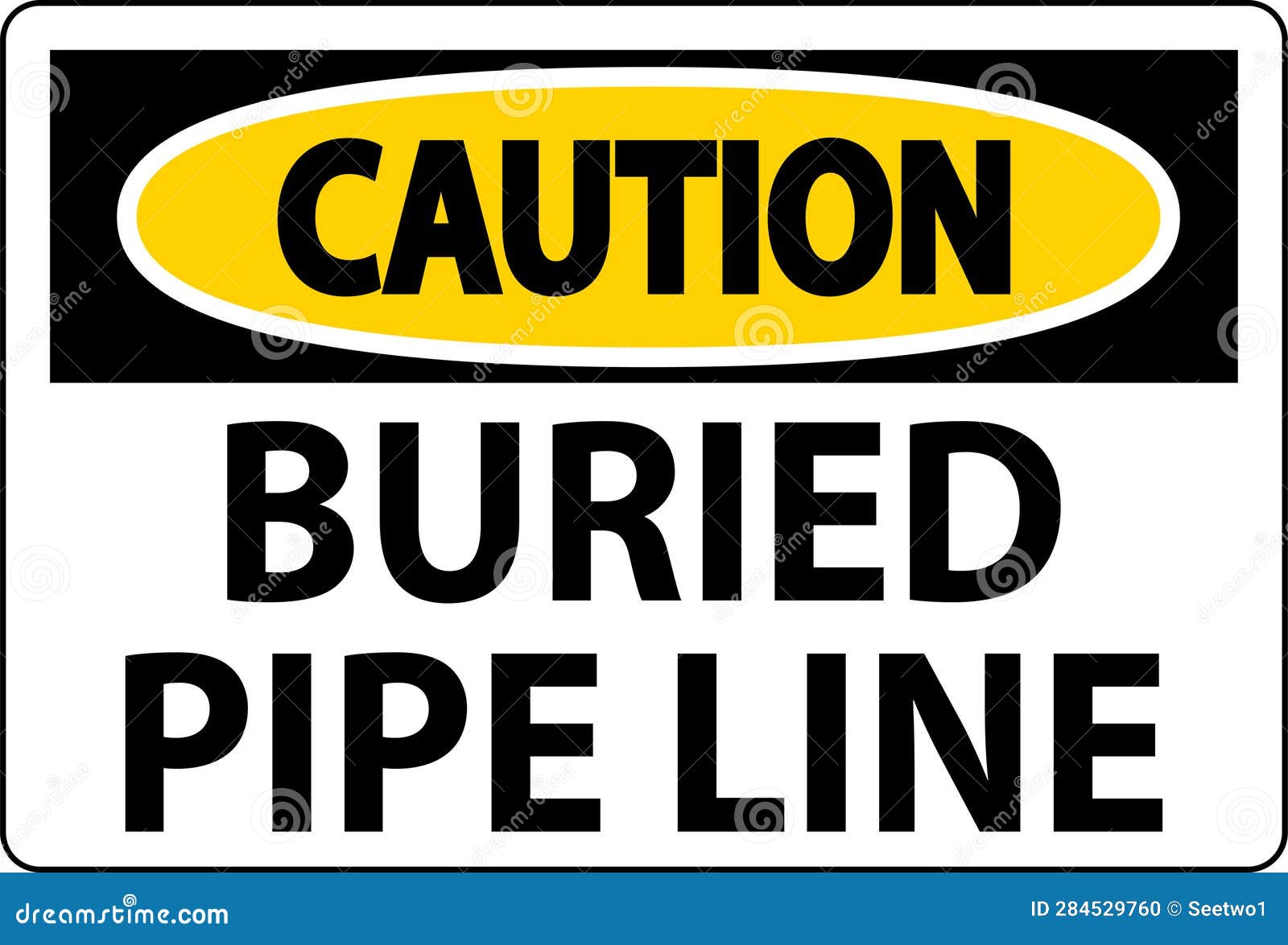 Caution Sign Buried Pipe Line on White Background Stock Vector ...