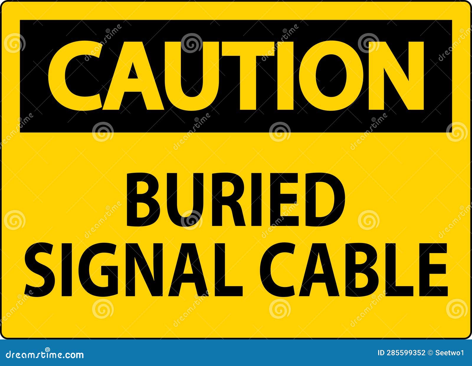 Caution Sign, Buried Signal Cable Sign Stock Vector - Illustration of ...