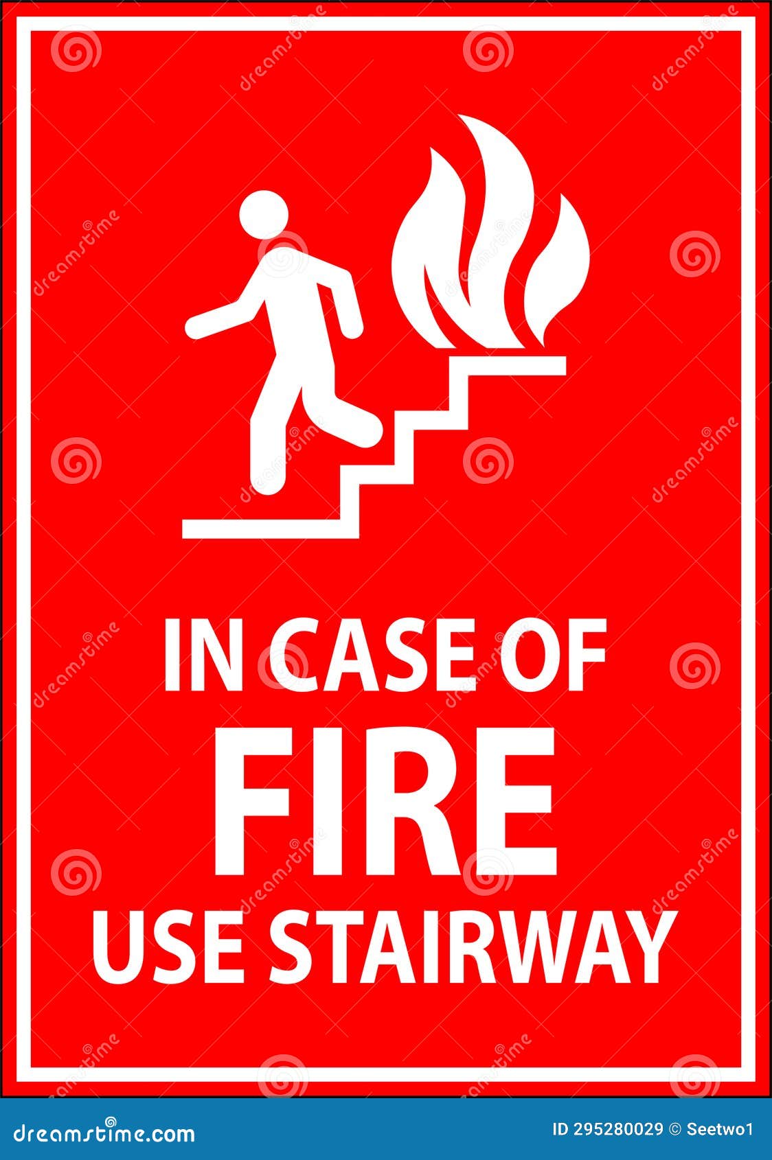 Caution Sign in Case of Fire Use Stairway Stock Vector - Illustration ...