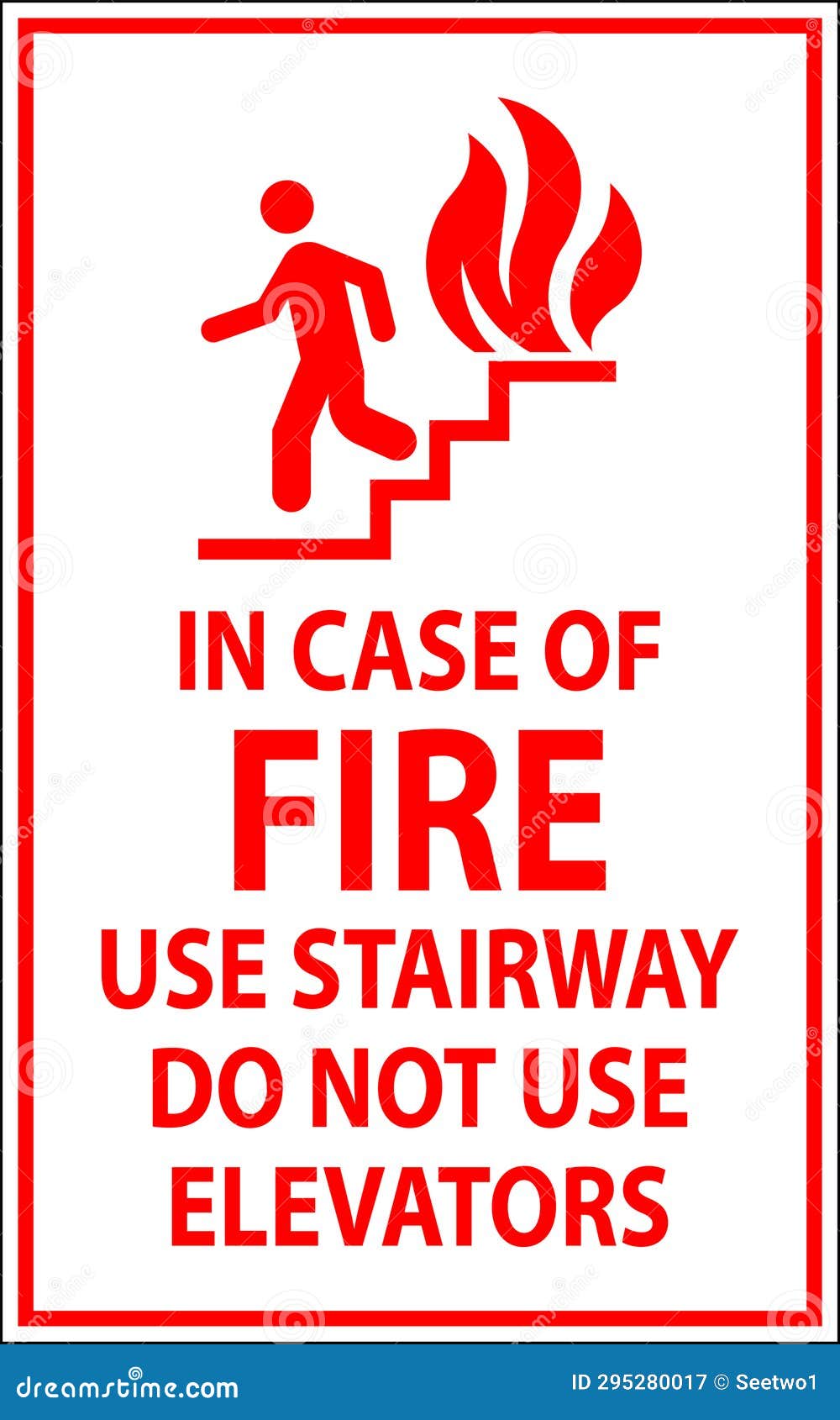 Caution In Case Of Fire Do Not Use Lift Symbol Sign, Vector ...