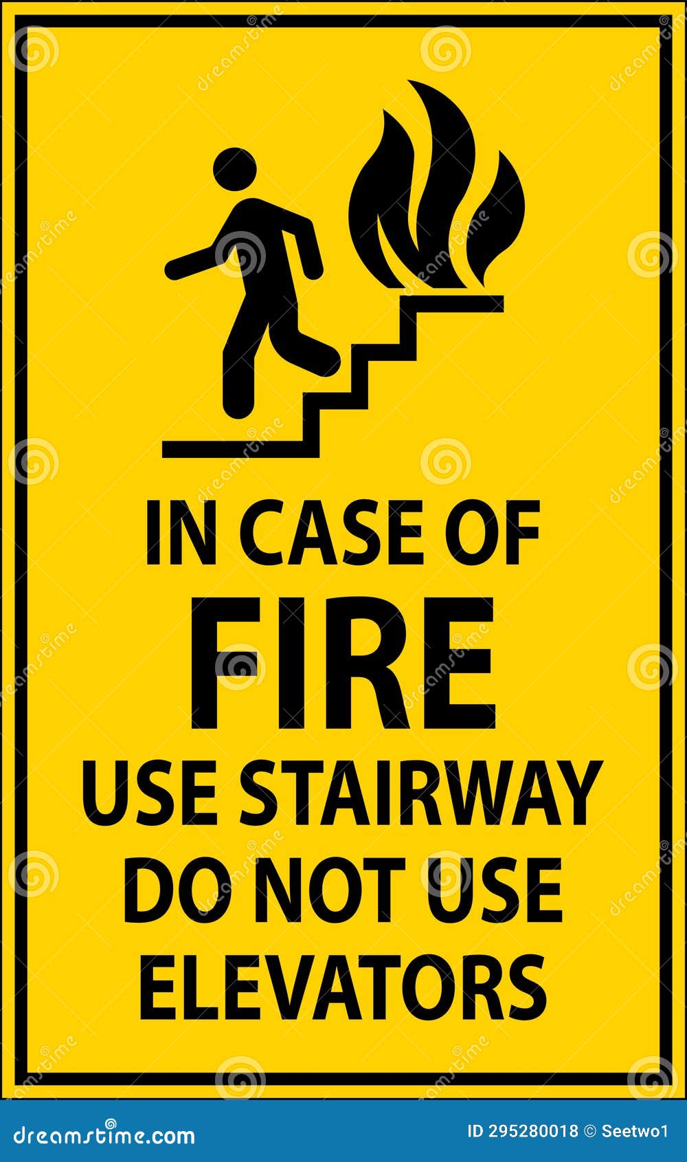 Caution In Case Of Fire Do Not Use Lift Symbol Sign, Vector ...