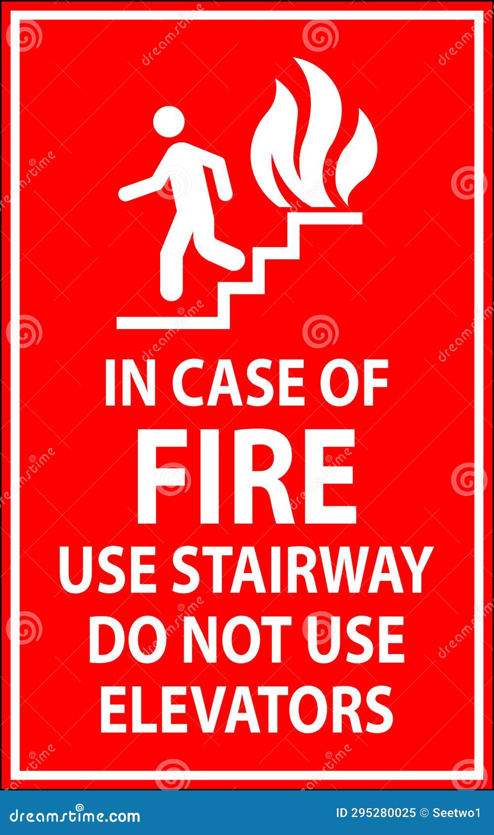 Caution In Case Of Fire Do Not Use Lift Symbol Sign, Vector ...