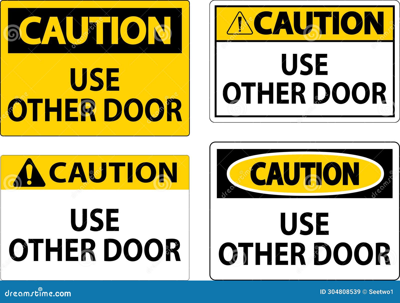 Caution Sign, Caution: Use Other Door Stock Vector - Illustration of ...