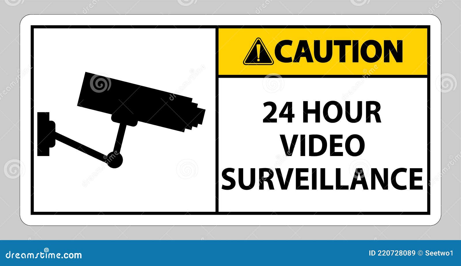 Caution Sign CCTV 24 Hour Video Surveillance Stock Vector ...