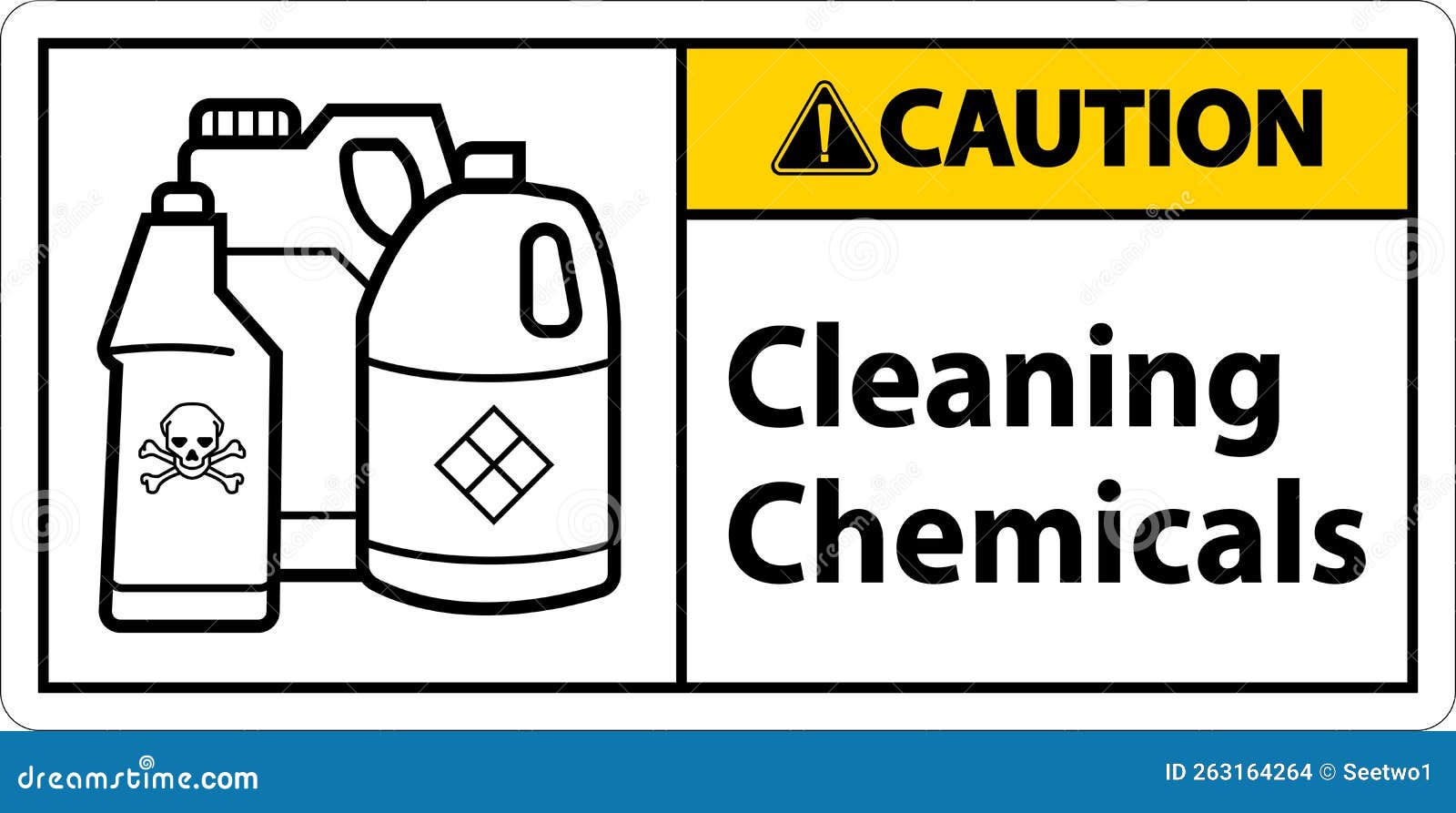 Caution Sign Cleaning Chemicals Sign on White Background Stock Vector ...