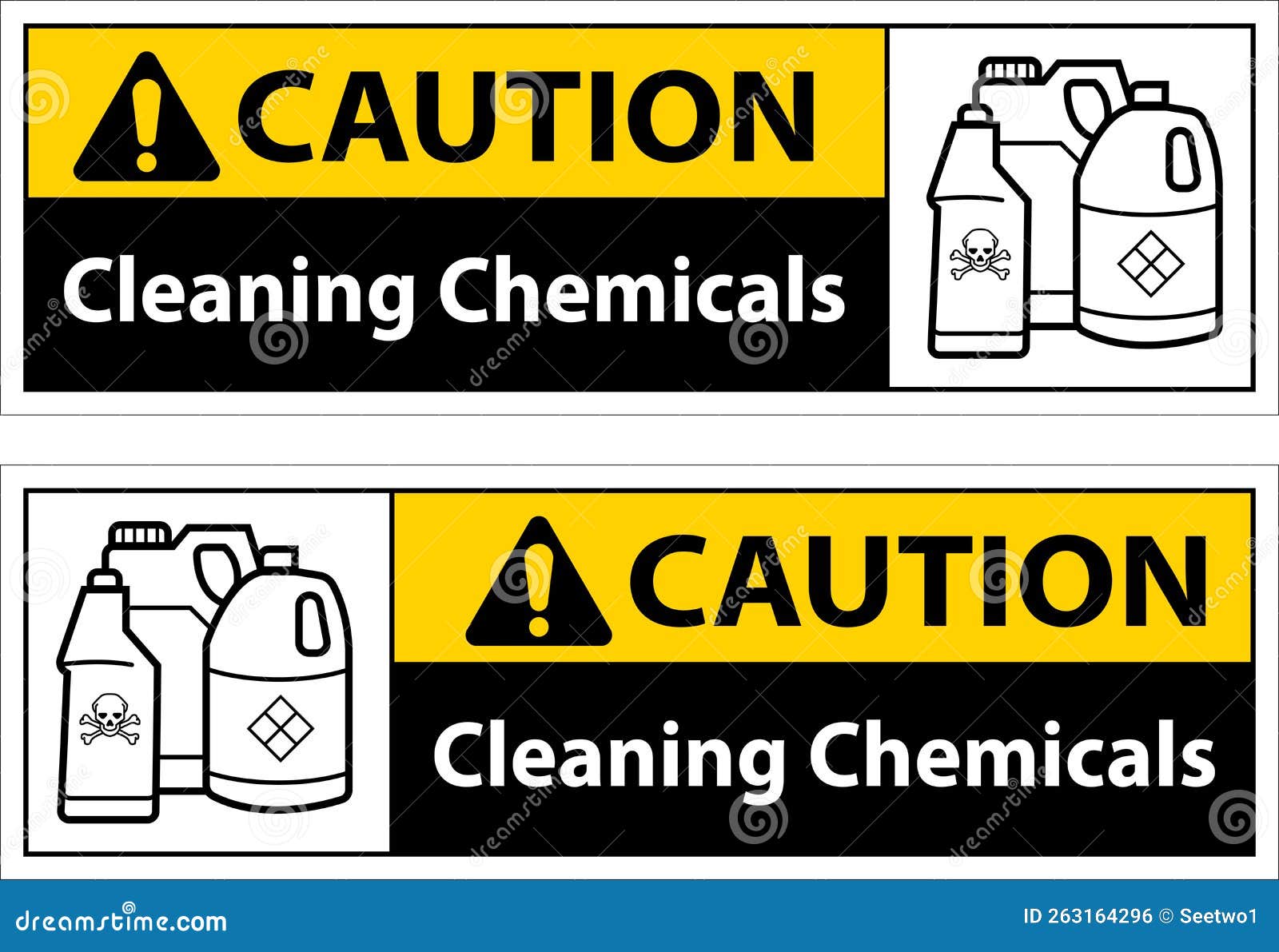 Caution Sign Cleaning Chemicals Sign on White Background Stock Vector ...