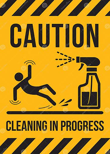 Caution Sign Cleaning in Progress Stock Vector - Illustration of beware ...