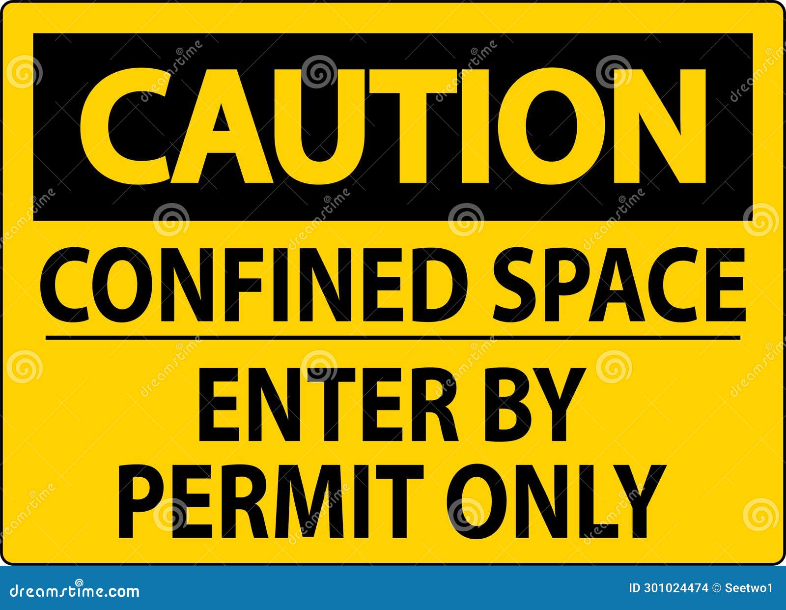 Caution Sign Confined Space - Enter by Permit only Stock Vector ...