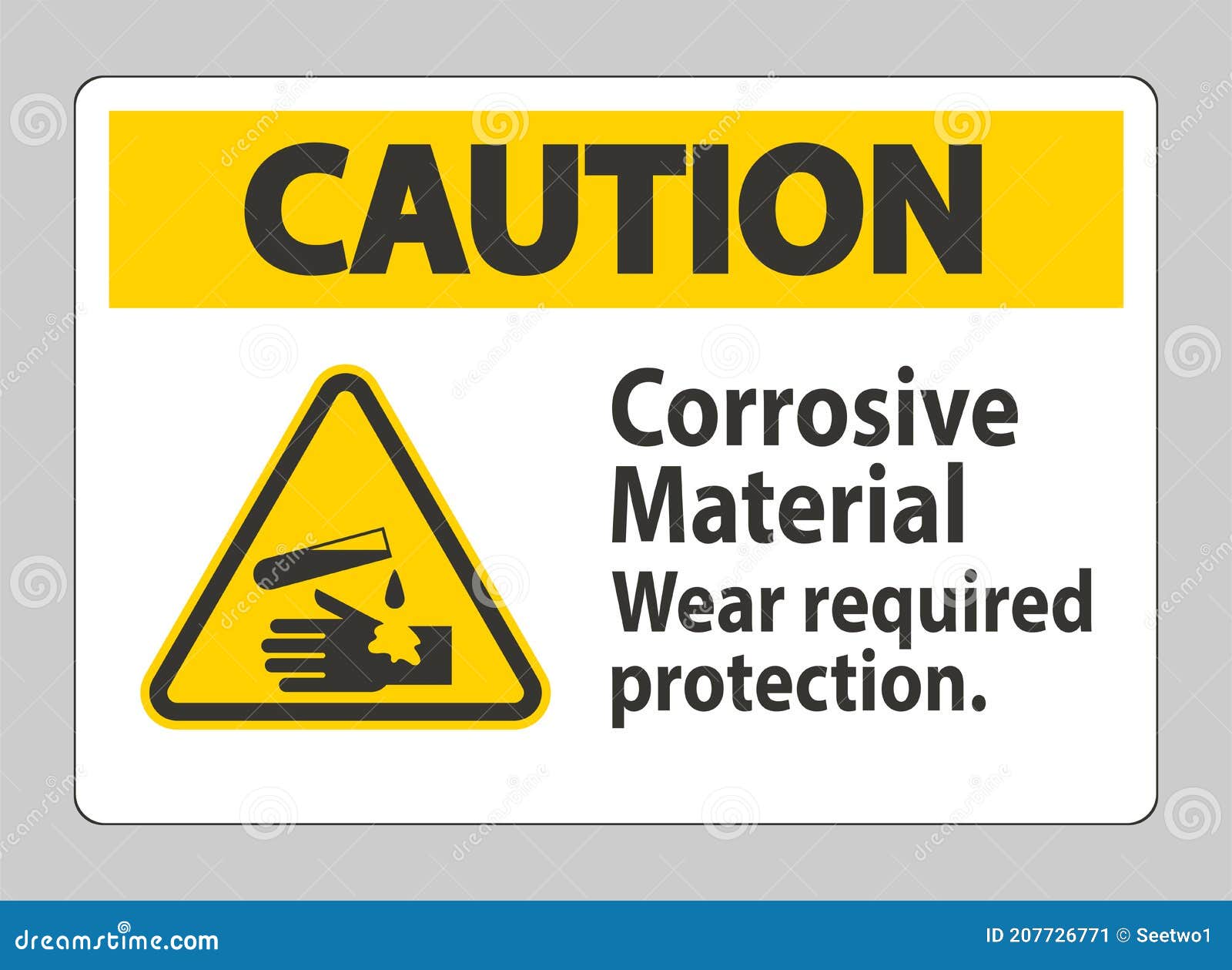 Caution Sign Corrosive Materials,Wear Required Protection Stock Vector ...