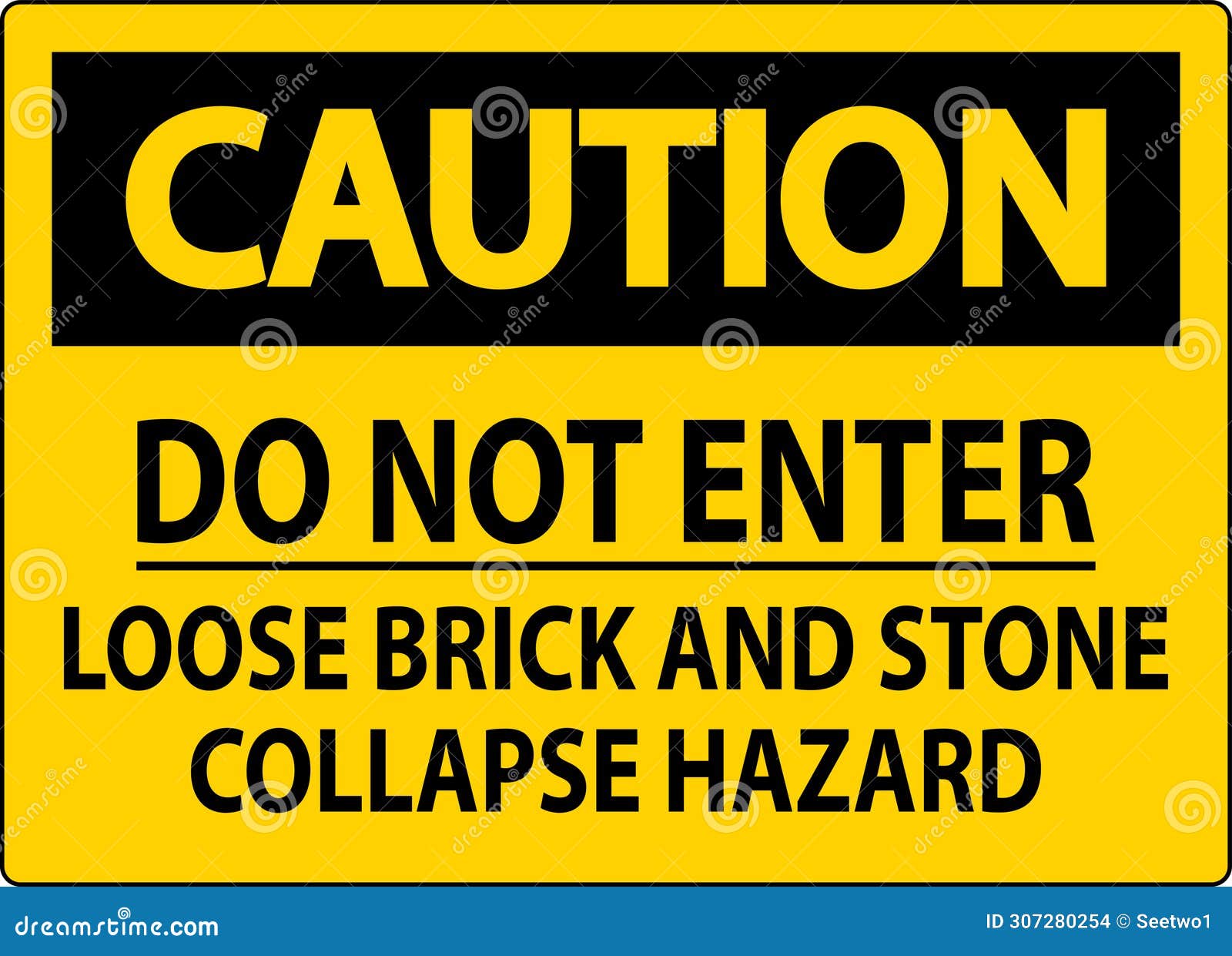 Caution Sign, Do Not Enter, Loose Brick and Stone Collapse Hazard Stock ...