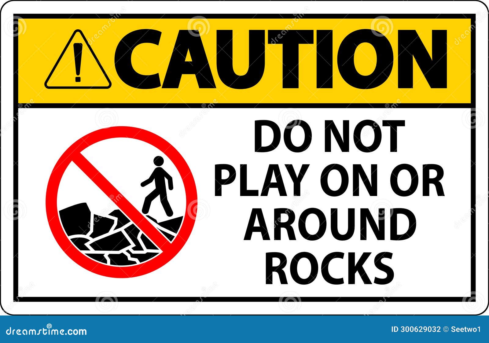 Caution Sign Do Not Play on or Around Rocks Stock Vector - Illustration ...
