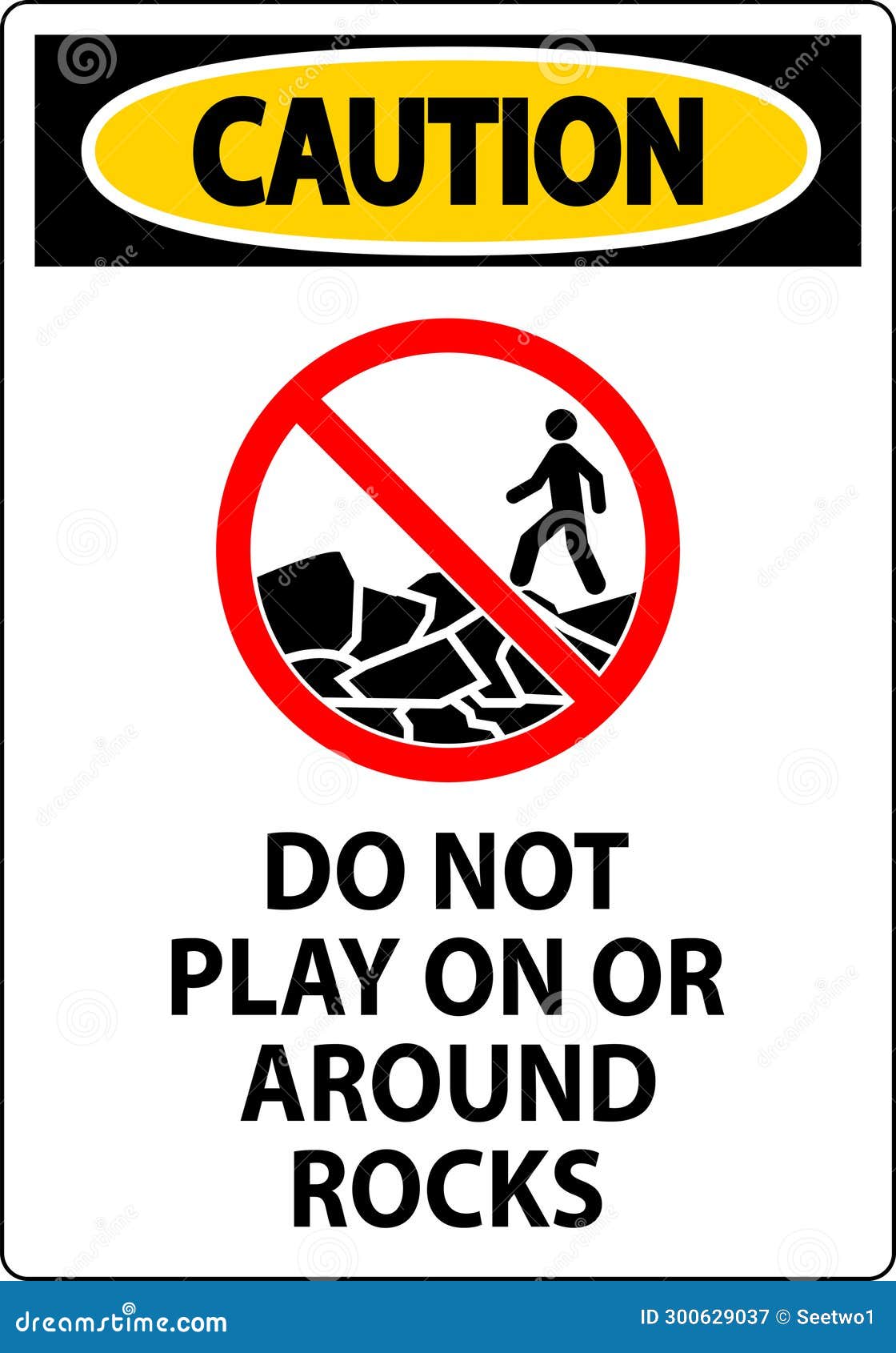 Caution Sign Do Not Play on or Around Rocks Stock Vector - Illustration ...