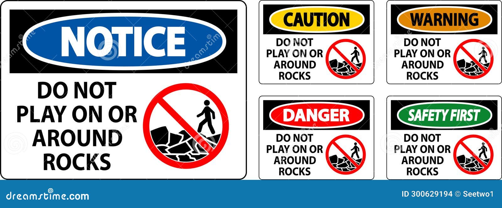 Caution Sign Do Not Play on or Around Rocks Stock Vector - Illustration ...