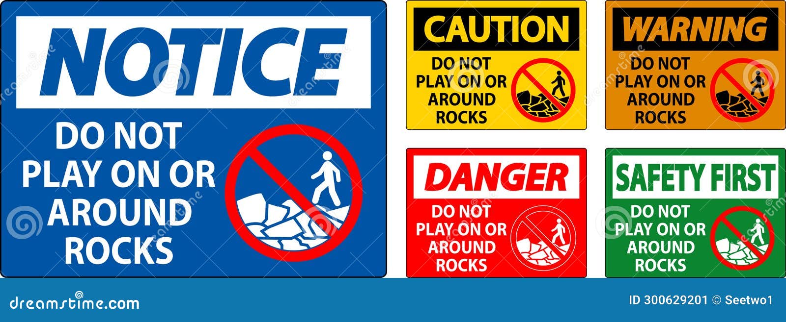 Caution Sign Do Not Play on or Around Rocks Stock Vector - Illustration ...