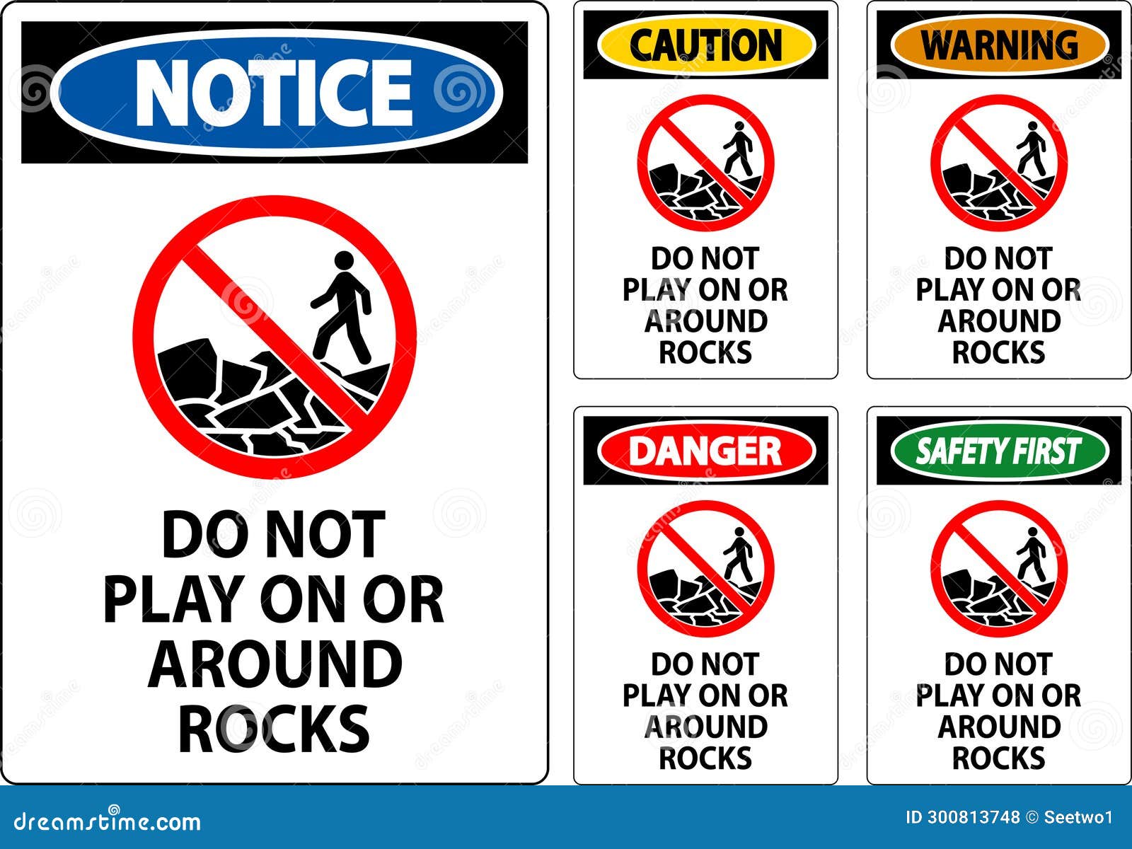 Caution Sign Do Not Play on or Around Rocks Stock Vector - Illustration ...