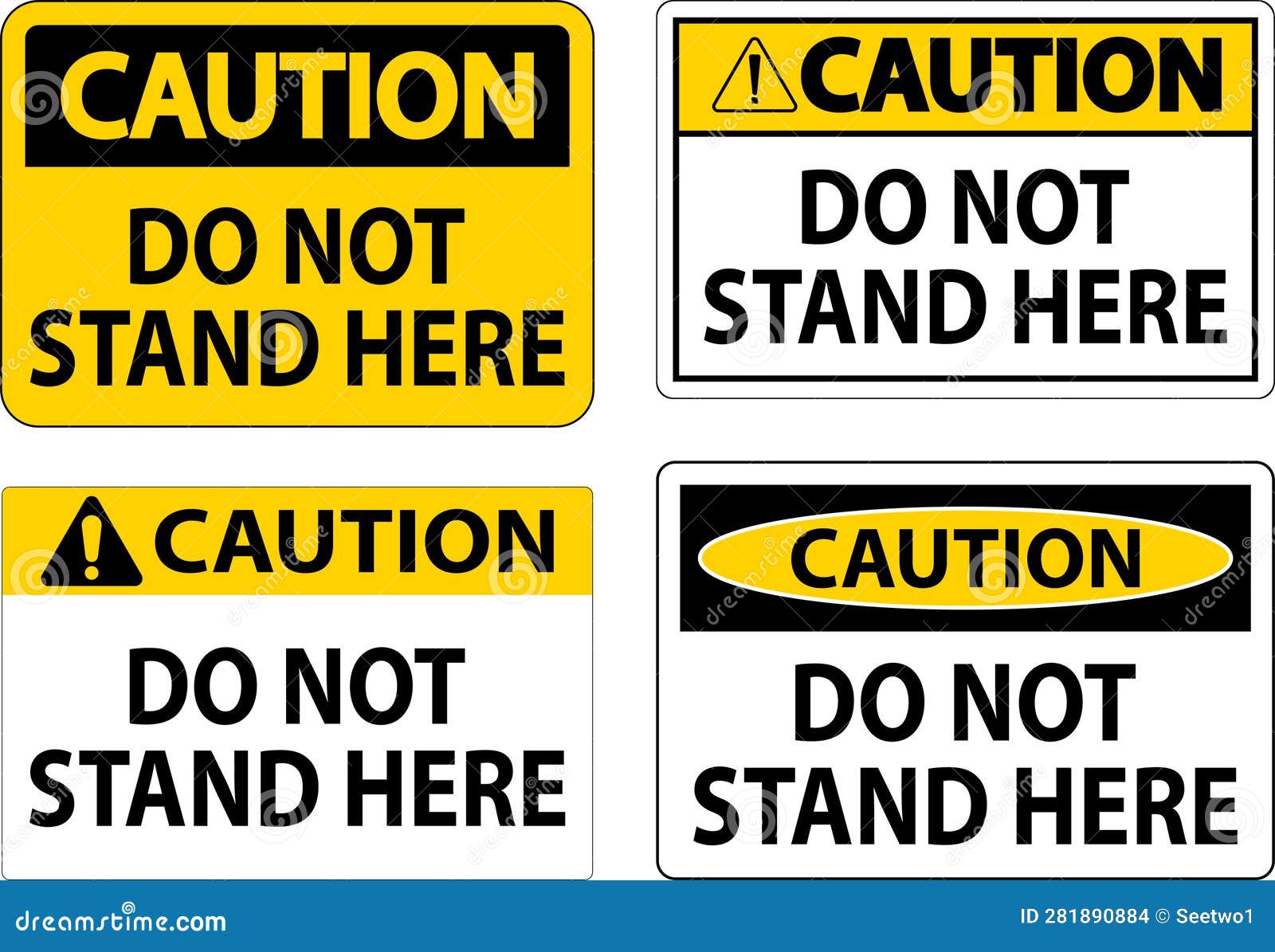 Caution Sign Do Not Stand Here on White Background Stock Vector ...