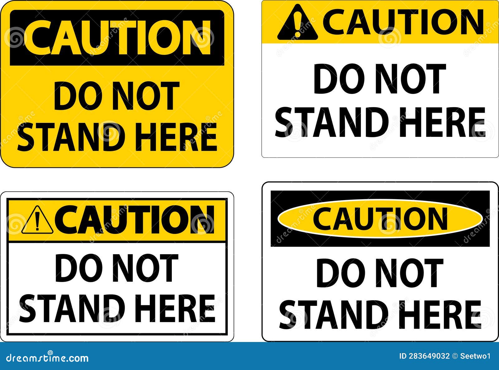 Caution Sign Do Not Stand Here on White Background Stock Vector ...