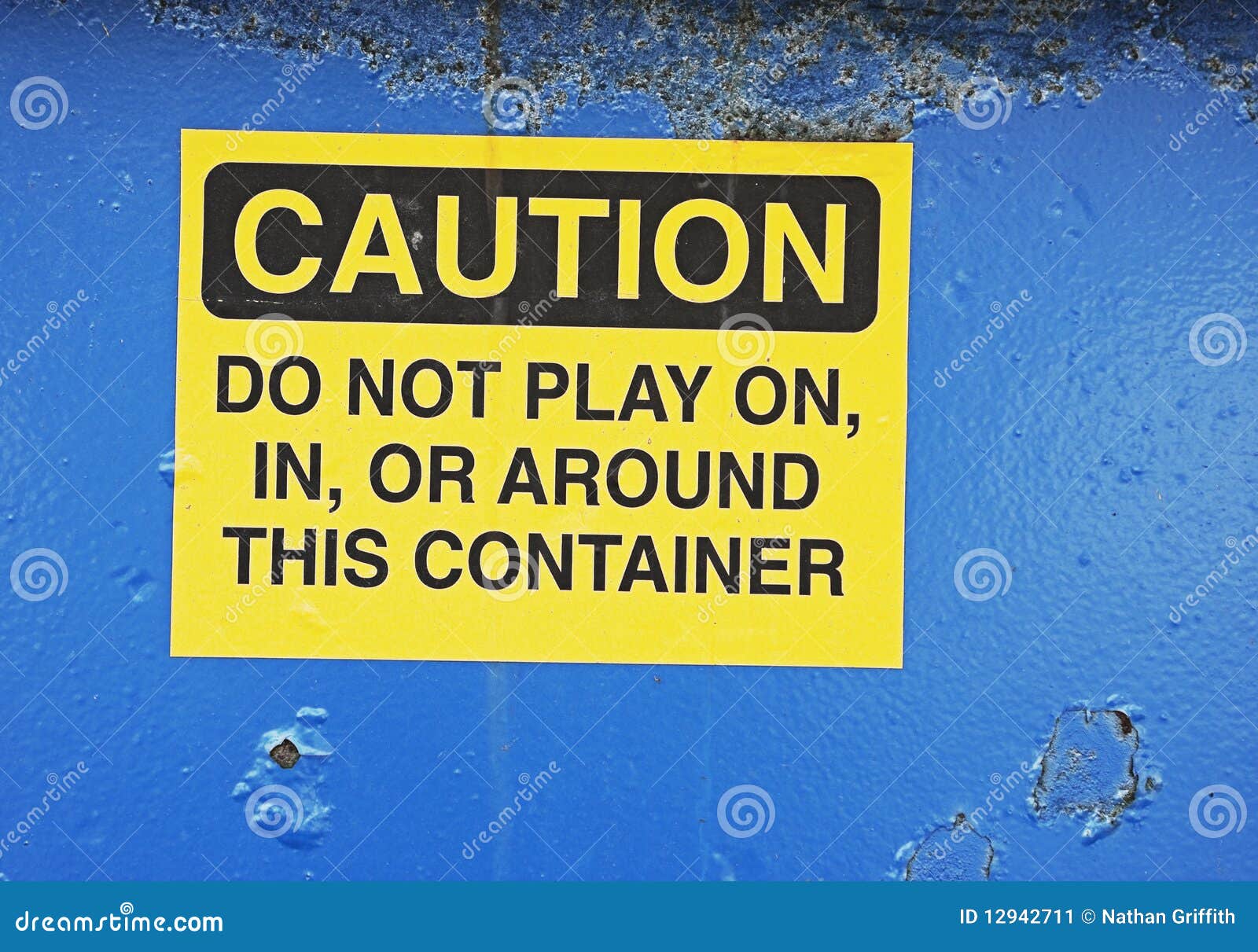 Caution sign on dumpster stock image. Image of utility - 12942711