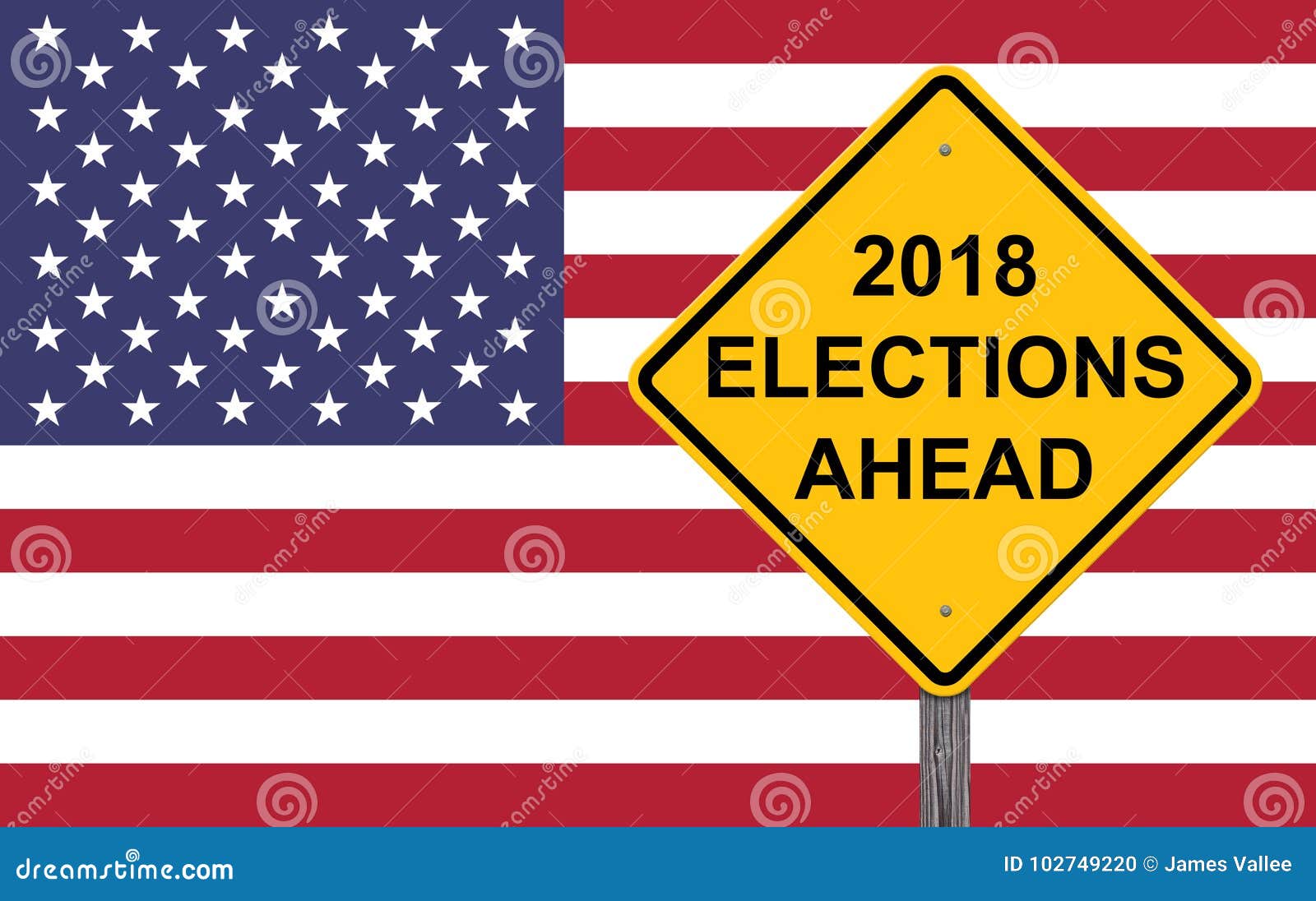Caution Sign - 2018 Election Ahead Stock Illustration - Illustration of ...