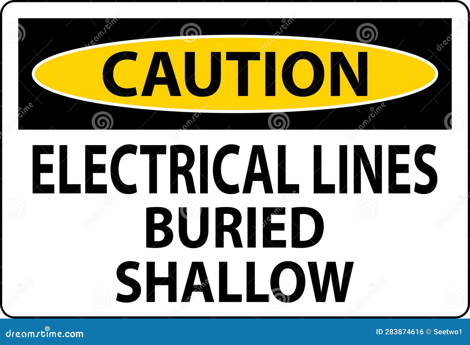 Caution Sign Electrical Lines, Buried Shallow on White Bacground Stock ...
