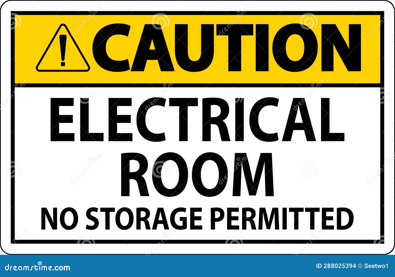 Caution Sign Electrical Room, No Storage Permitted Stock Vector ...