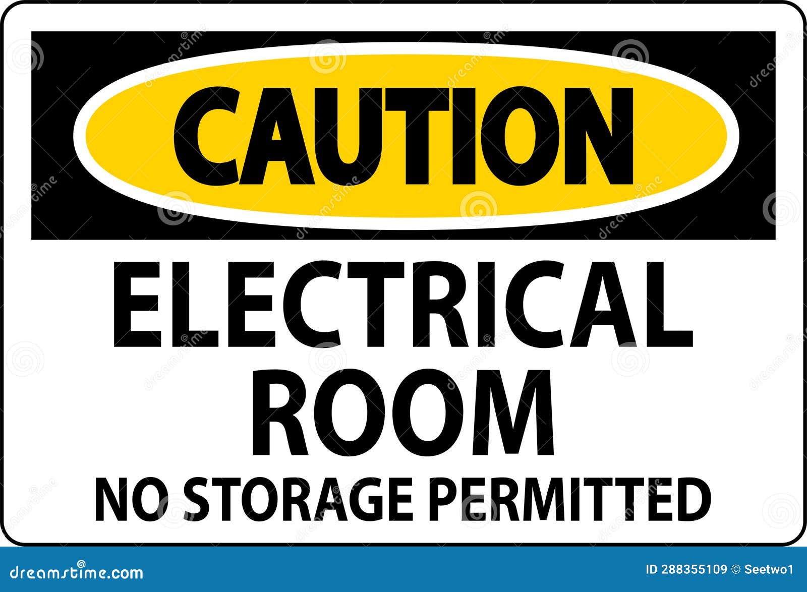 Caution Sign Electrical Room, No Storage Permitted Stock Vector ...