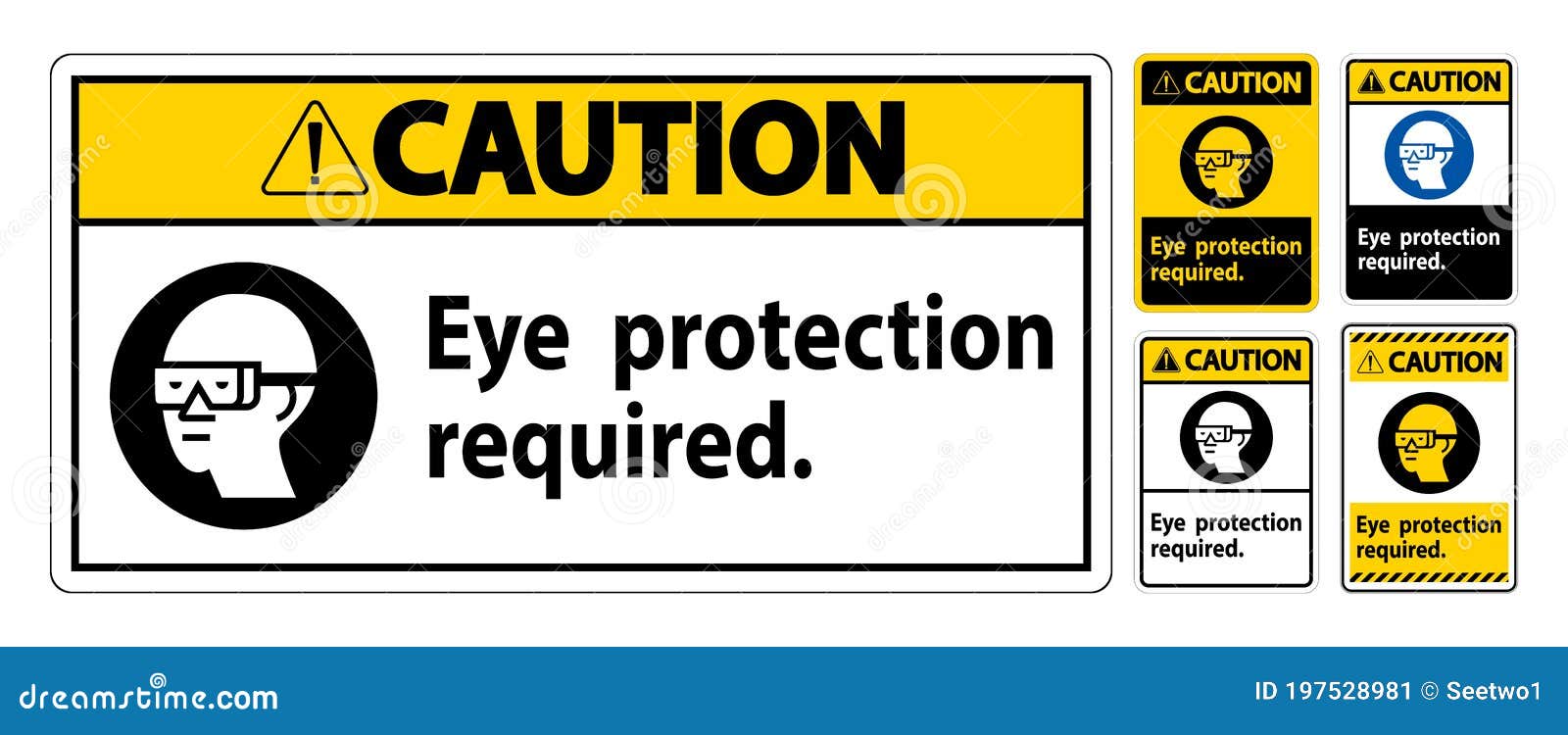 Caution Sign Eye Protection Required Symbol Isolate on White Background ...
