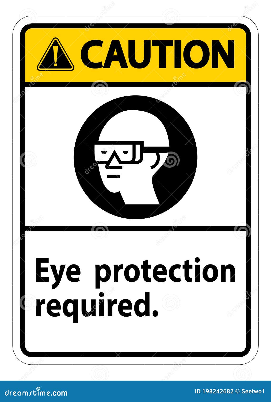 Caution Sign Eye Protection Required Symbol Isolate on White Background ...