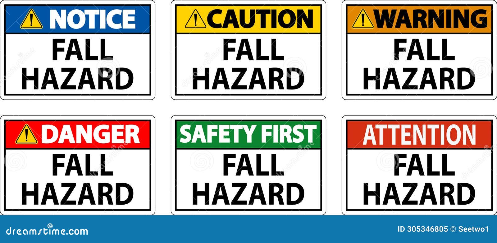 Caution Sign, Fall Hazard stock vector. Illustration of icon - 305346805