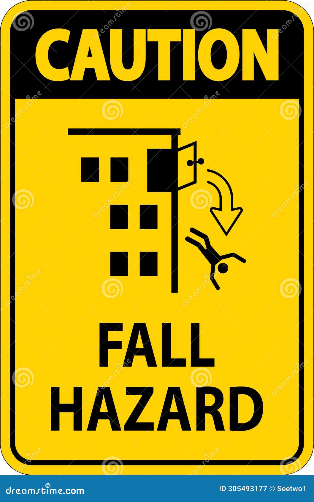 Caution Sign, Fall Hazard stock vector. Illustration of death - 305493177