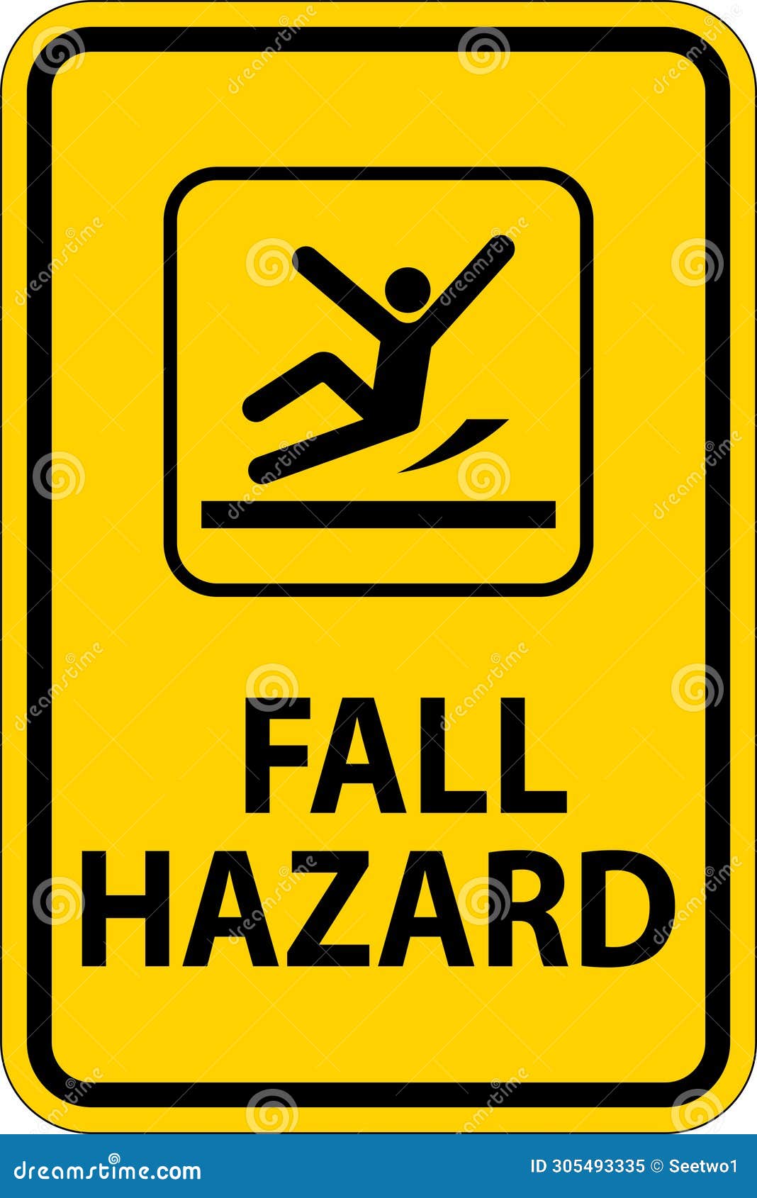 Caution Sign, Fall Hazard stock vector. Illustration of careful - 305493335
