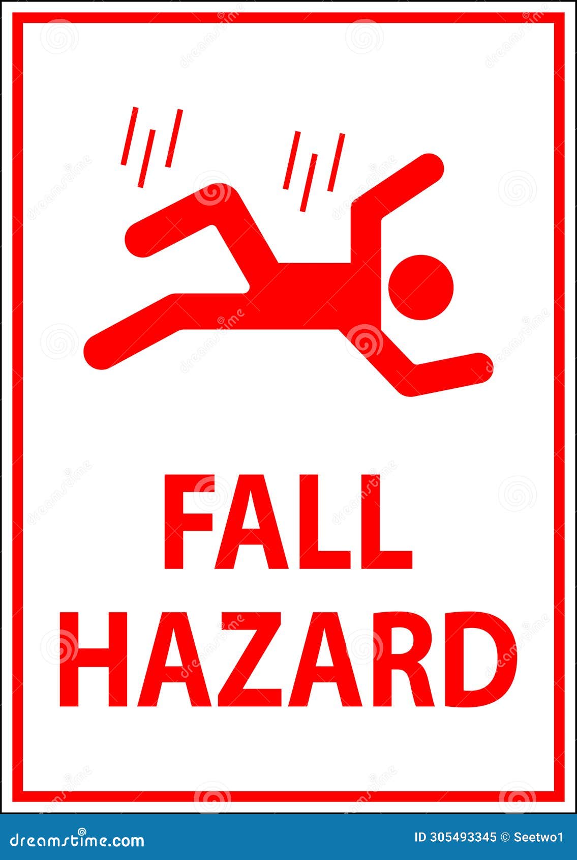 Caution Sign, Fall Hazard stock vector. Illustration of death - 305493345