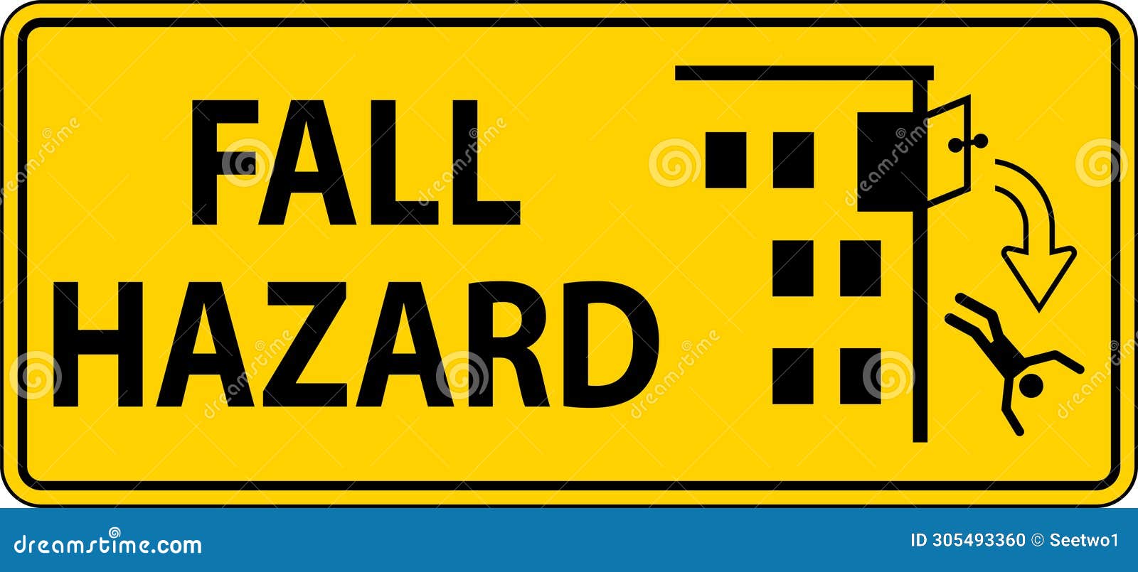 Caution Sign, Fall Hazard stock vector. Illustration of icon - 305493360