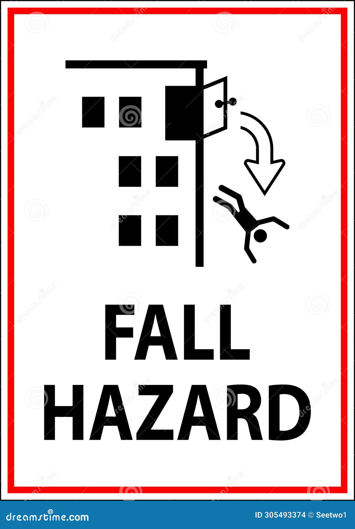 Caution Sign, Fall Hazard stock vector. Illustration of information ...