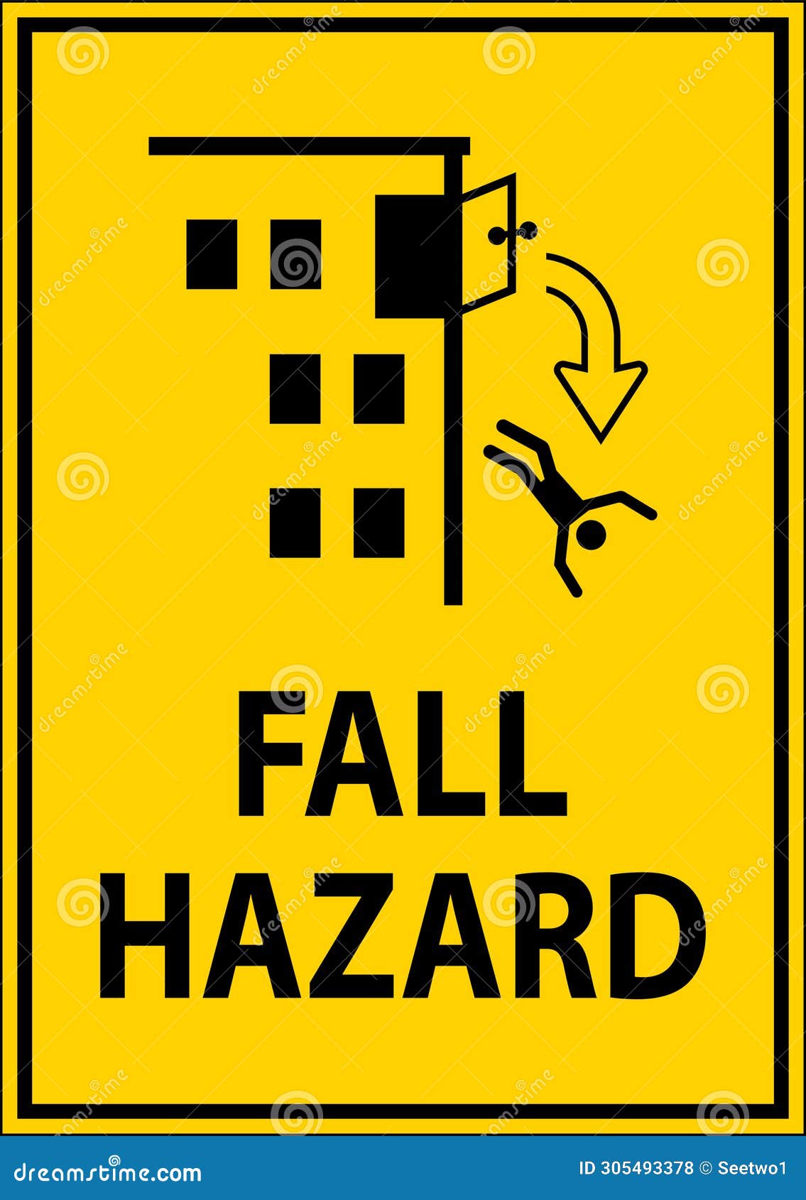Caution Sign, Fall Hazard stock vector. Illustration of floor - 305493378
