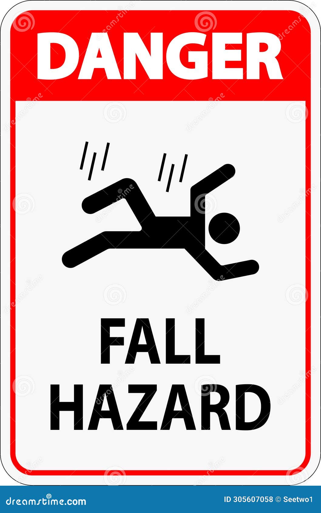 Caution Sign, Fall Hazard stock vector. Illustration of dangerous ...