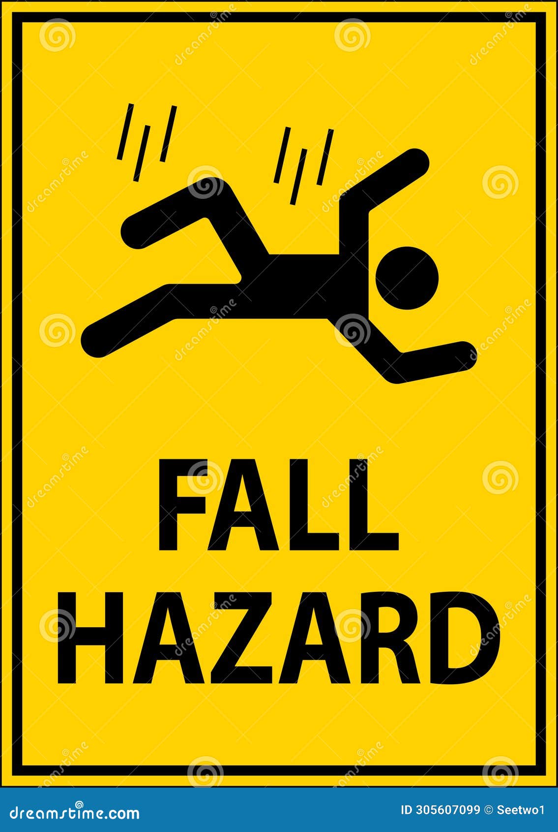 Caution Sign, Fall Hazard stock vector. Illustration of background ...