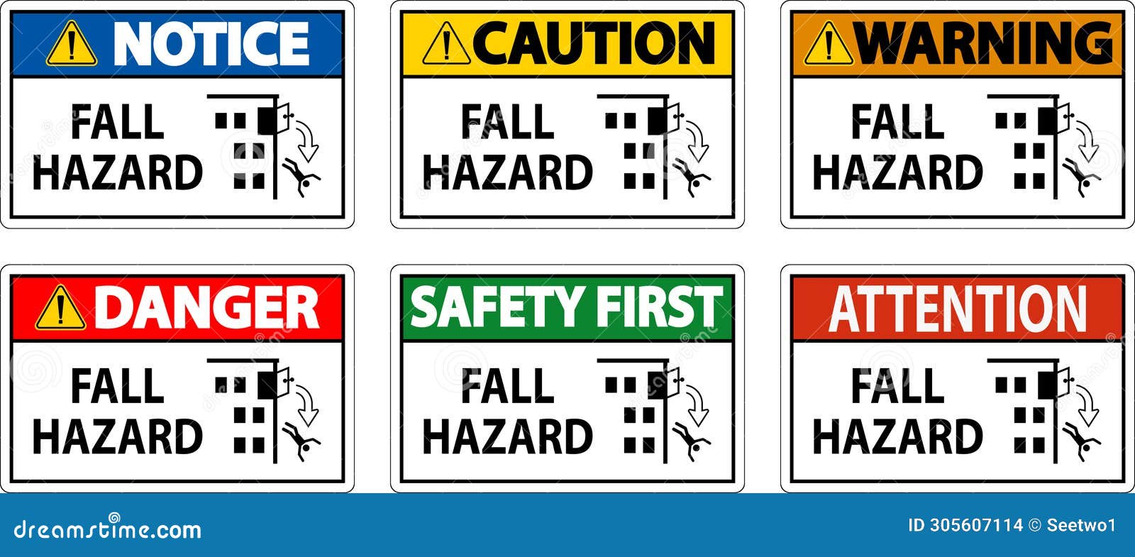 Caution Sign, Fall Hazard stock vector. Illustration of label - 305607114