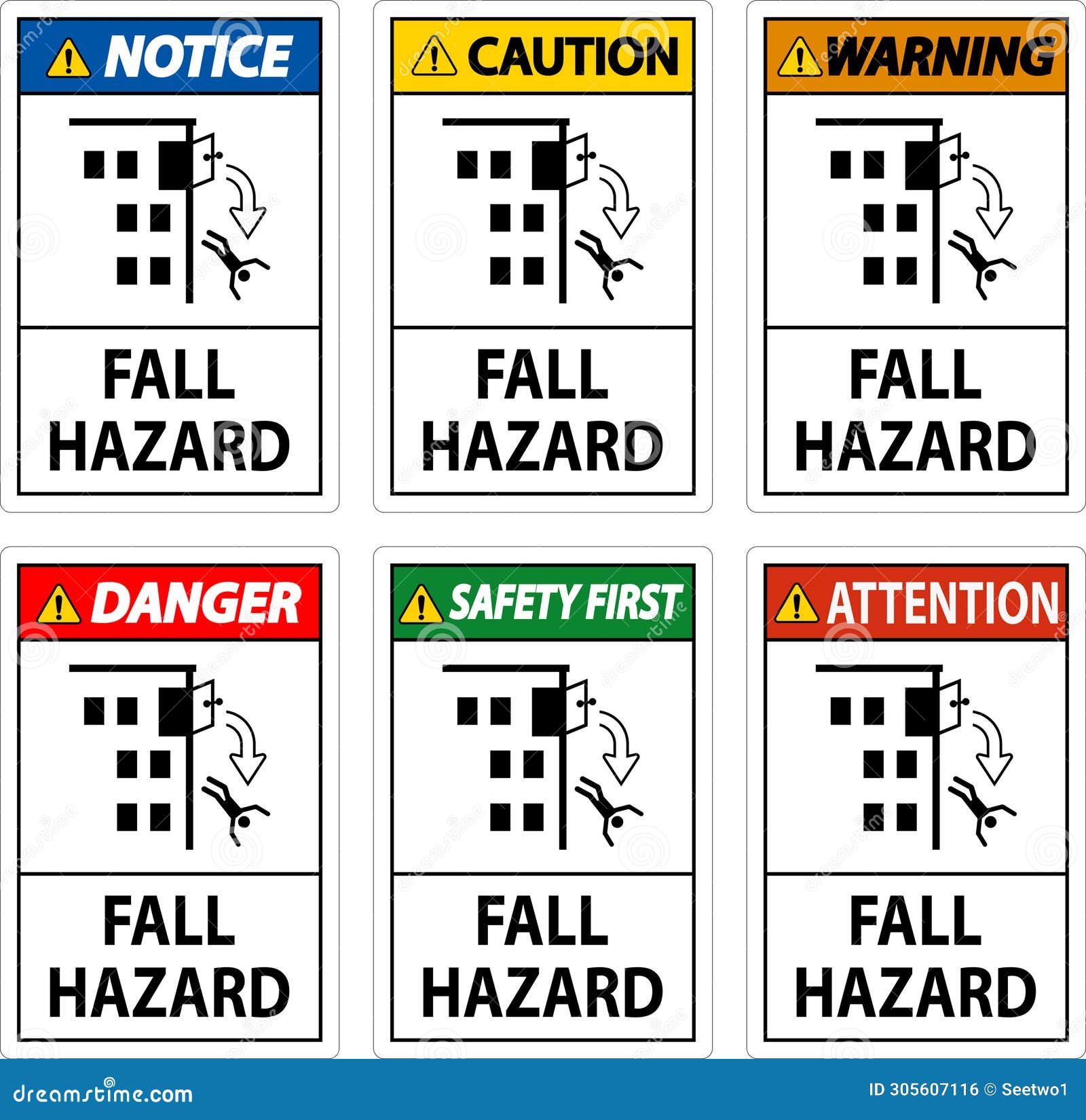 Caution Sign, Fall Hazard stock vector. Illustration of precaution ...