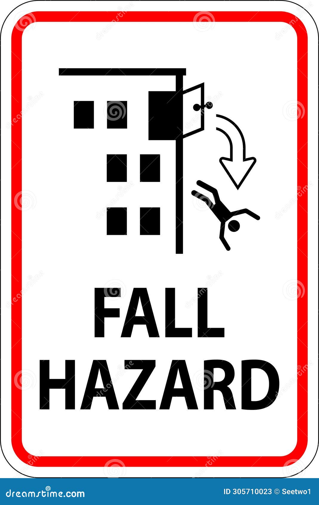 Caution Sign, Fall Hazard stock vector. Illustration of safety - 305710023