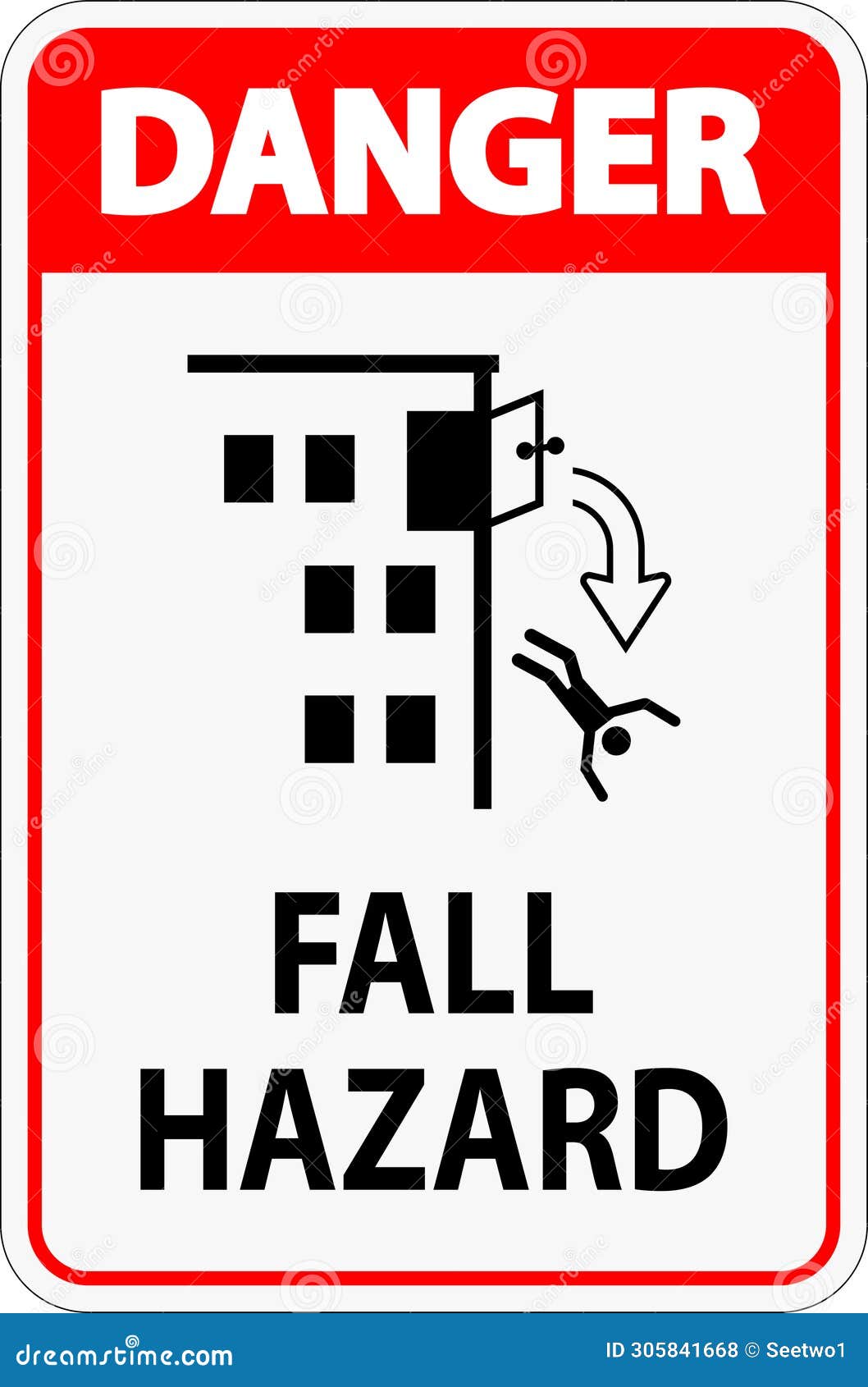 Caution Sign, Fall Hazard stock vector. Illustration of floor - 305841668