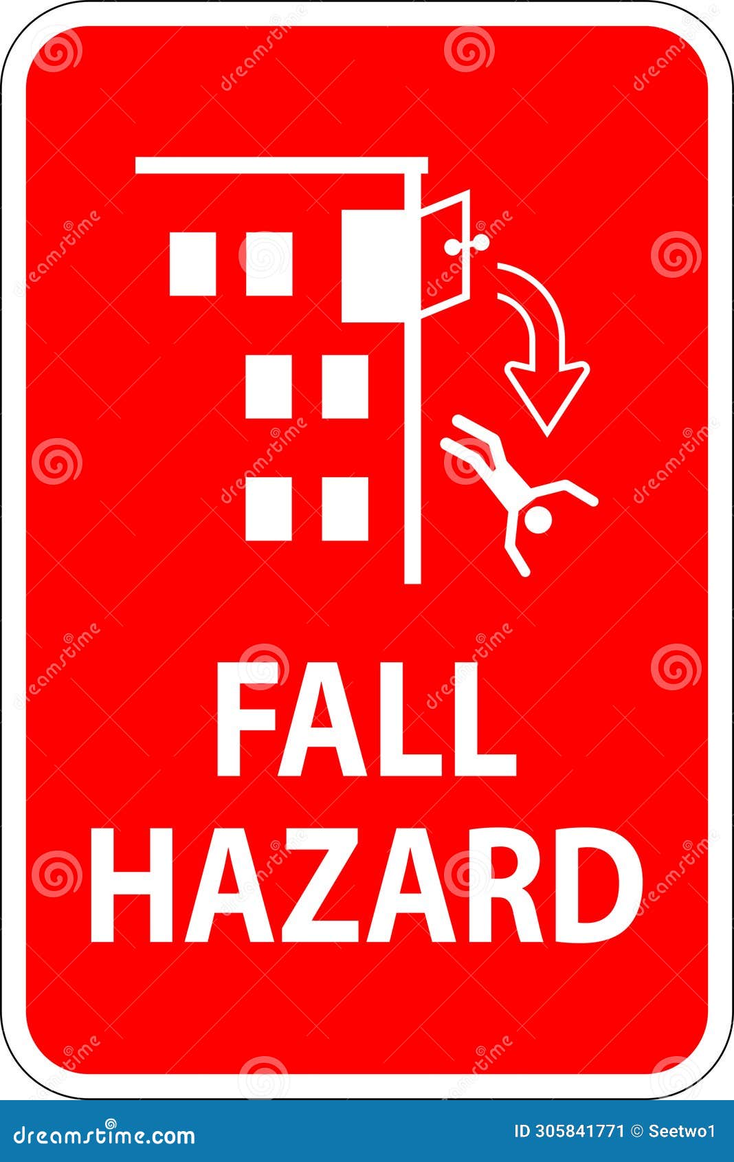 Caution Sign, Fall Hazard stock vector. Illustration of attention ...